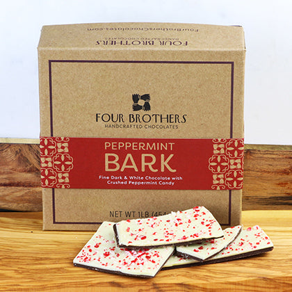 1 lb. Peppermint Bark Gift Box – Four Brothers Chocolates